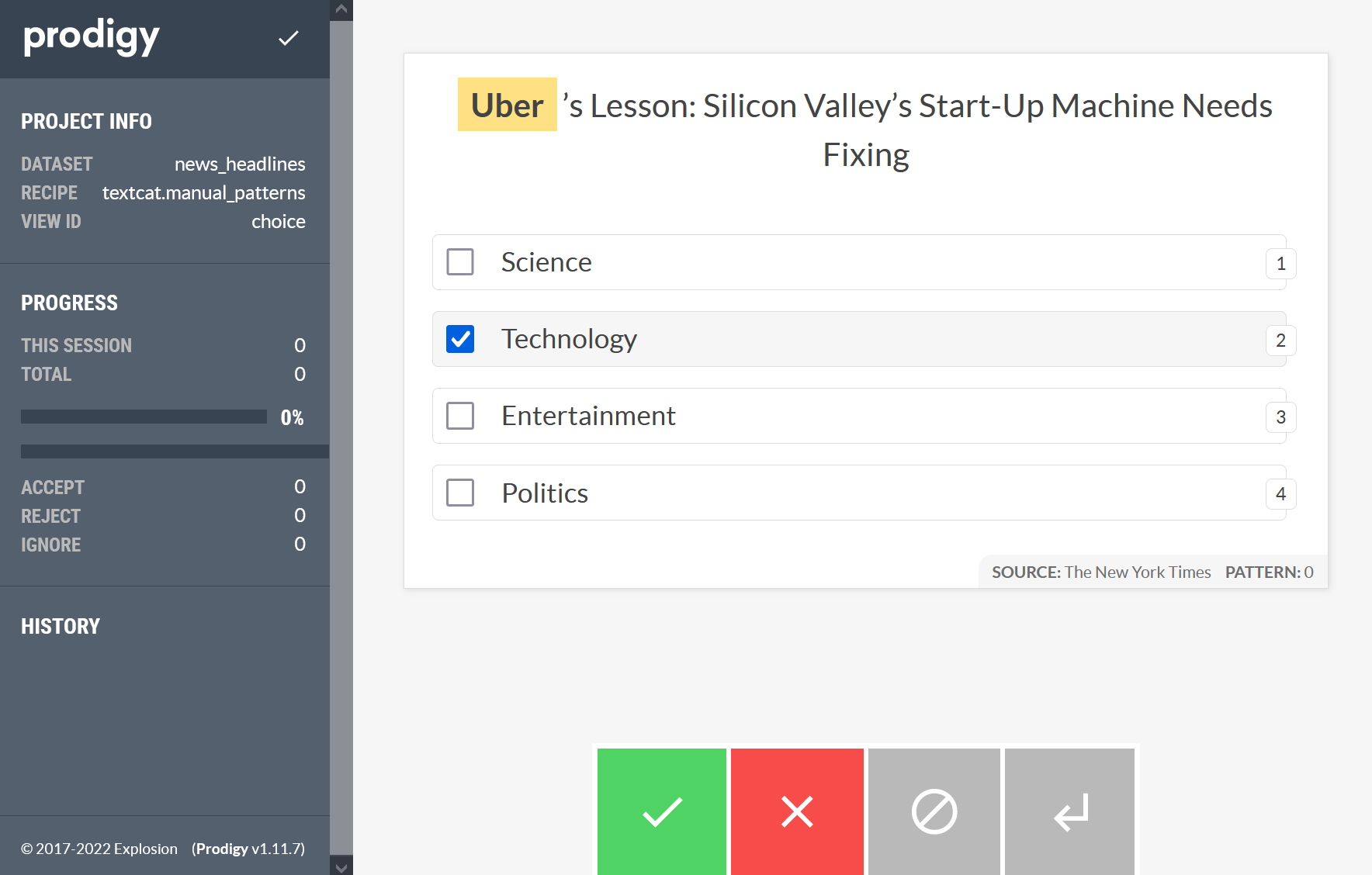How to use patterns for multilabel text classification annotation in Prodigy - Roland Szabó